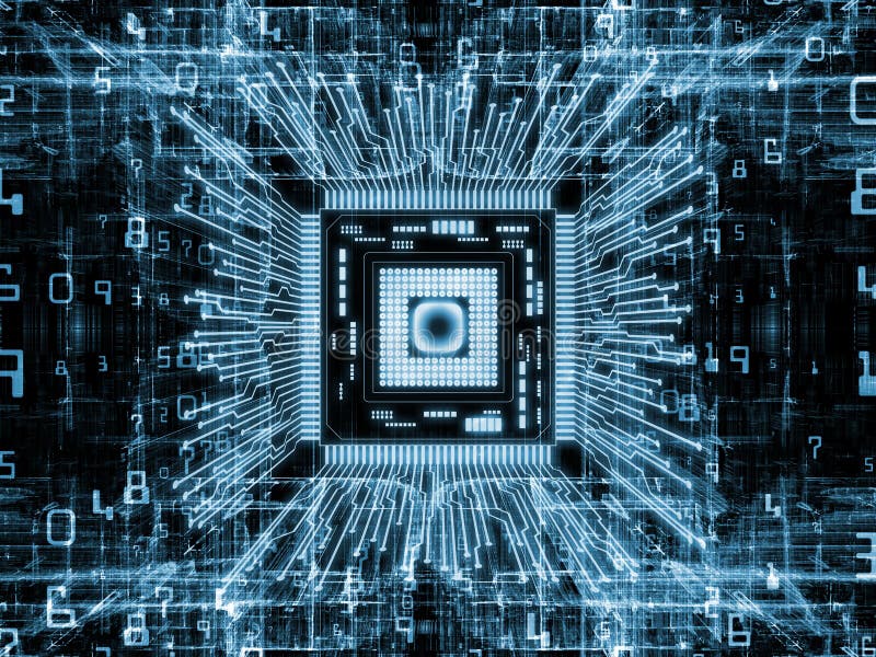 Virtual Life of Computer CPU Stock Illustration - Illustration of count ...