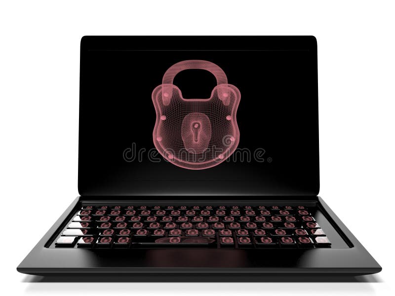 Virtual Lock To The Keypad Information Security Concept 3d Render