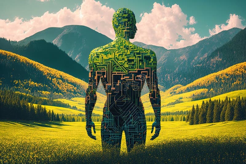 A Virtual Man Stands in the Middle of a Nature, Created with Generative ...