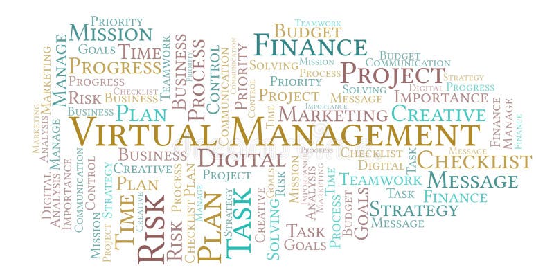 Virtual Management Word Cloud, Made with Text only. Stock Illustration ...