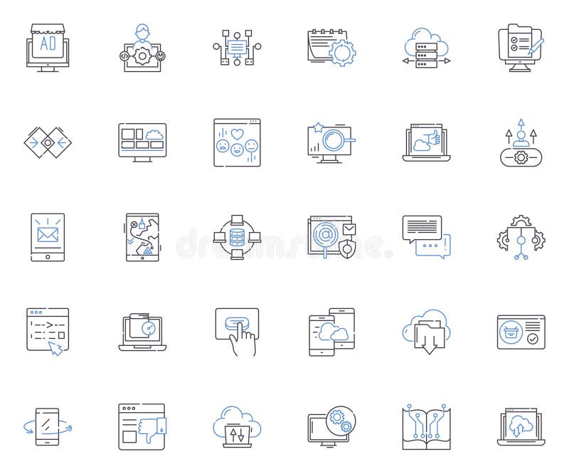 Virtual Marketplace Line Icons Collection. Online, Digital, E-commerce ...