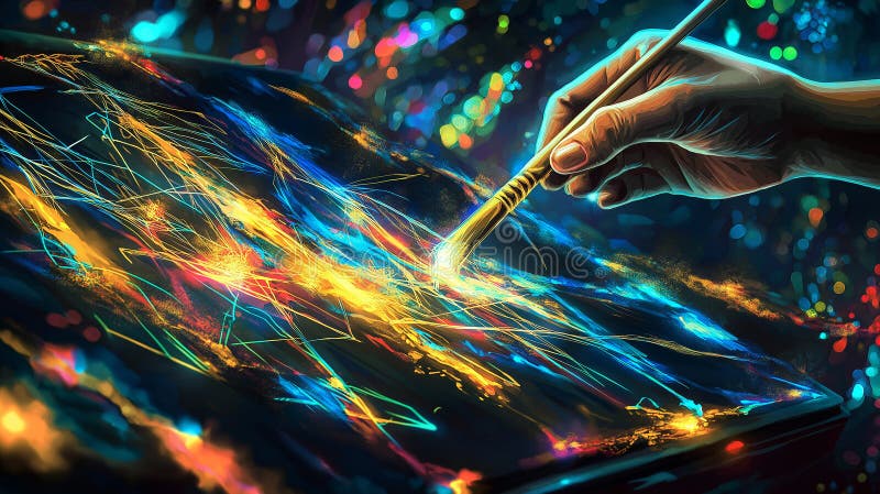 Virtual Masterpieces. Human and Machine Creating Together. Stock Photo ...