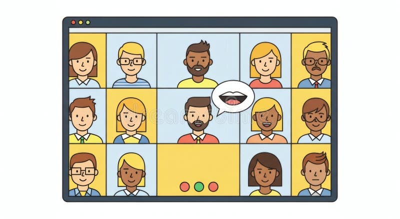 A Virtual Meeting is Displayed on a Screen with Different People ...