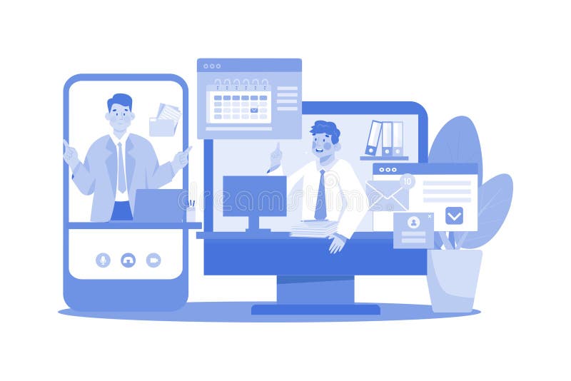 Virtual Meeting Illustration Concept on a White Background Stock Vector ...