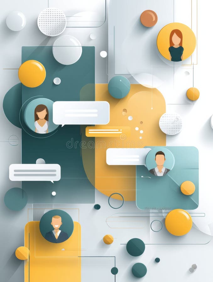 Virtual Meeting Interface Displaying Diverse Avatars and Message ...