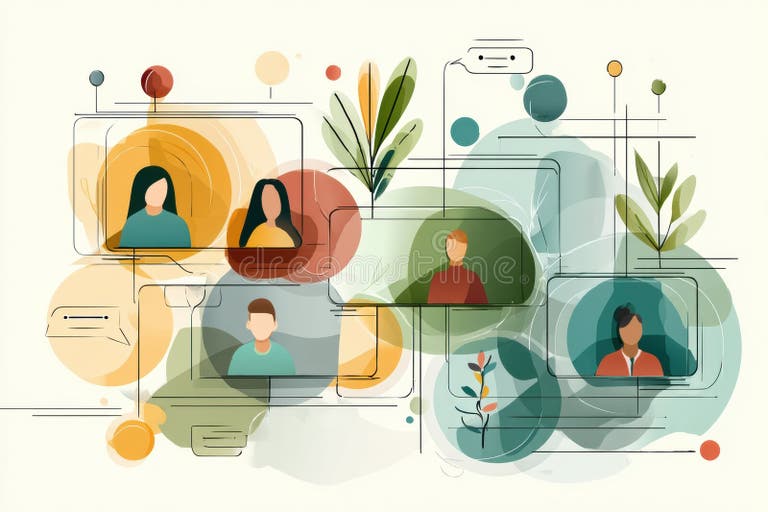 Virtual Meeting Interface Featuring Animated Avatars and Message ...