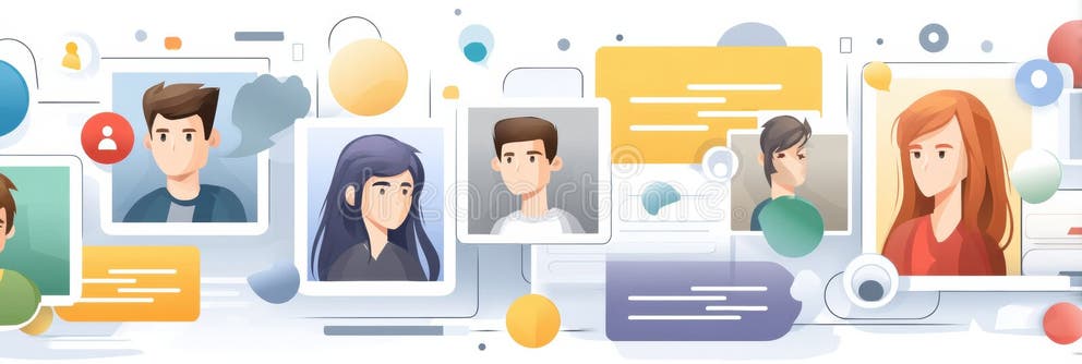 Virtual Meeting Interface Featuring Avatars and Message Bubbles for ...