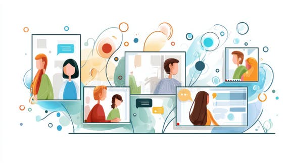Virtual Meeting Interface Featuring Diverse Avatars Engaging in ...