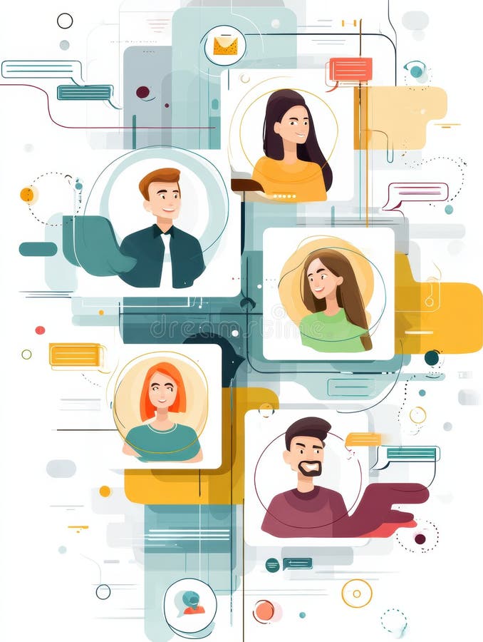 Virtual Meeting Interface Showcasing Diverse Avatars and Interactive ...