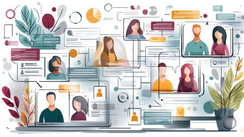 Virtual Meeting Interface Showcasing Diverse Avatars and Message ...