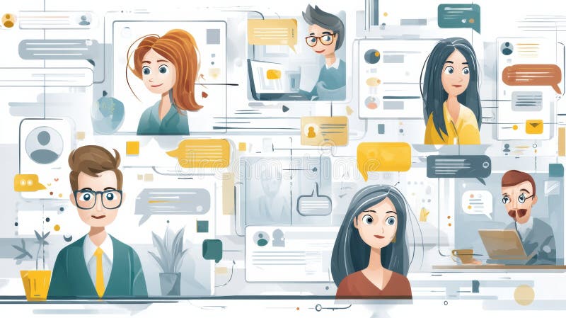Virtual Meeting Interface Showcasing Diverse Avatars and Message ...
