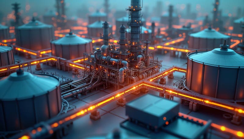 Virtual Model of Manufacturing Plant. Complex Network of Pipes, Tanks ...