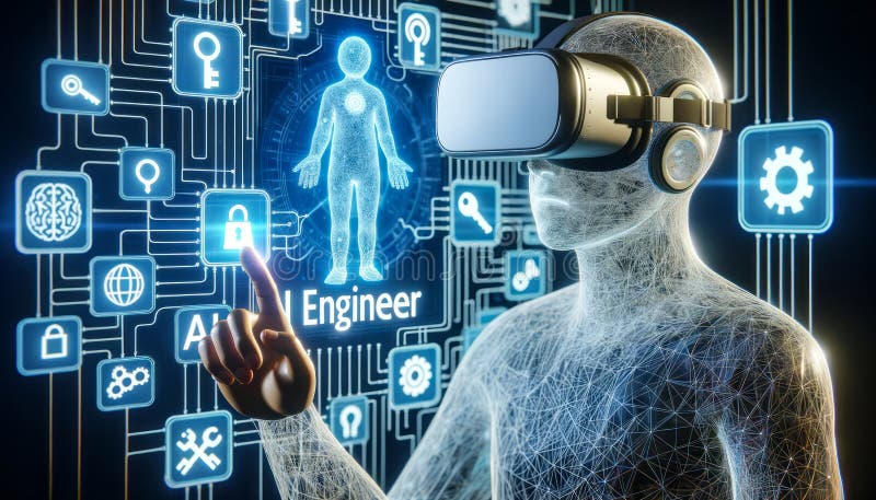 Virtual Navigation 3D AI Engineer Using VR Goggles To Traverse a ...