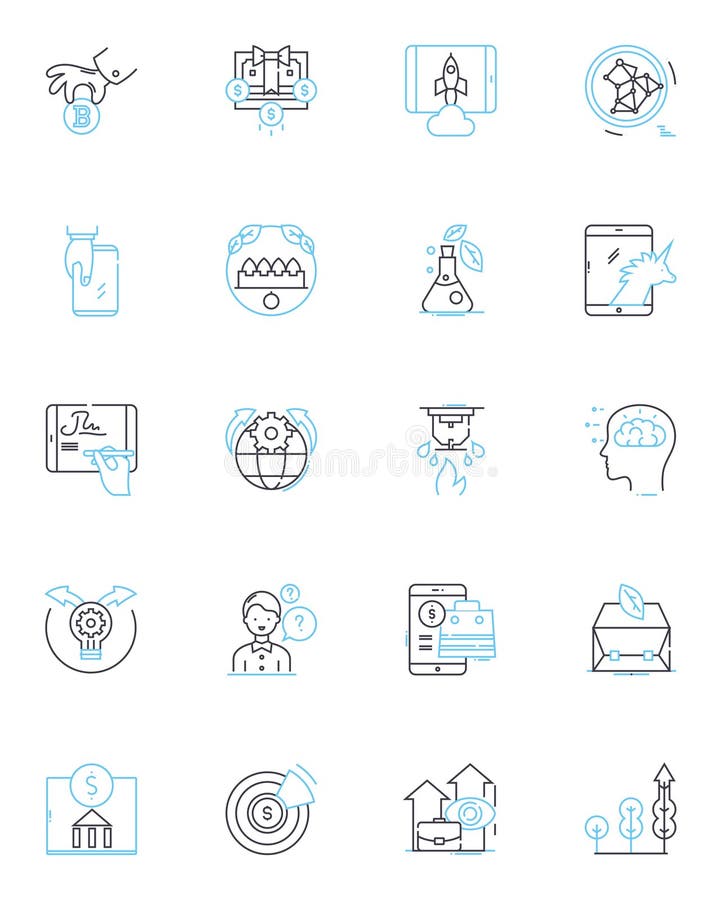 Virtual Nerking Linear Icons Set. Engagement, Connection, Interactivity ...