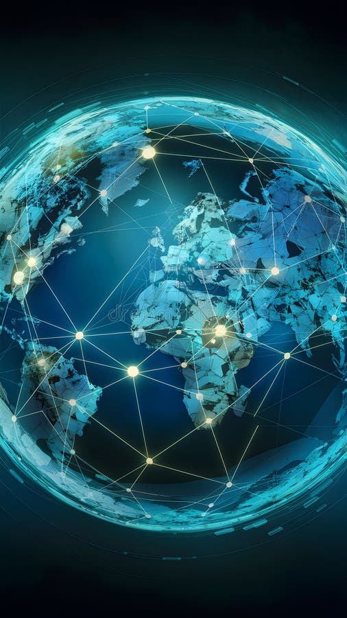 Virtual Network Background Illustration of Global Connectivity with ...