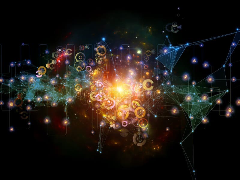 Virtual Network Cloud stock illustration. Illustration of symbols ...