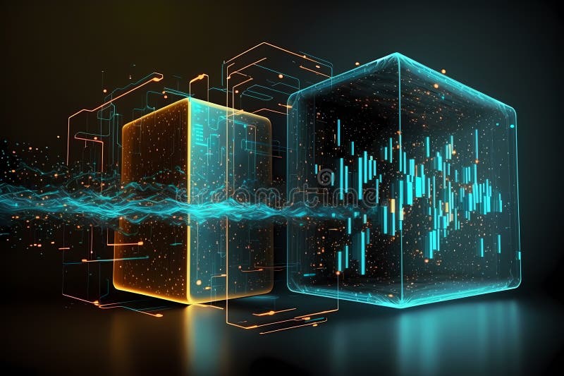 Virtual Network. Computer Technology. Glowing Futuristic Cyberspace ...