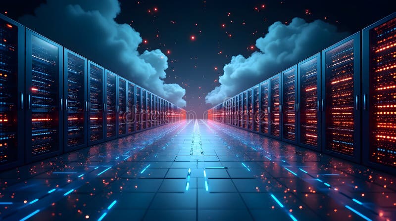 Virtual Network of Connected Servers and Cloud Systems, Flowing Data ...