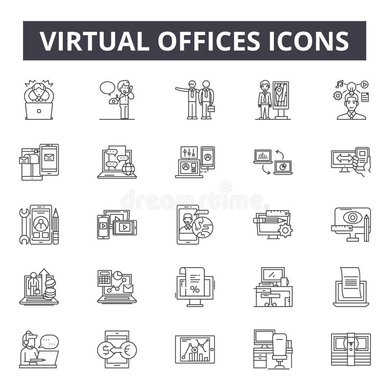 Virtual Offices Line Icons, Signs, Vector Set, Outline Illustration ...