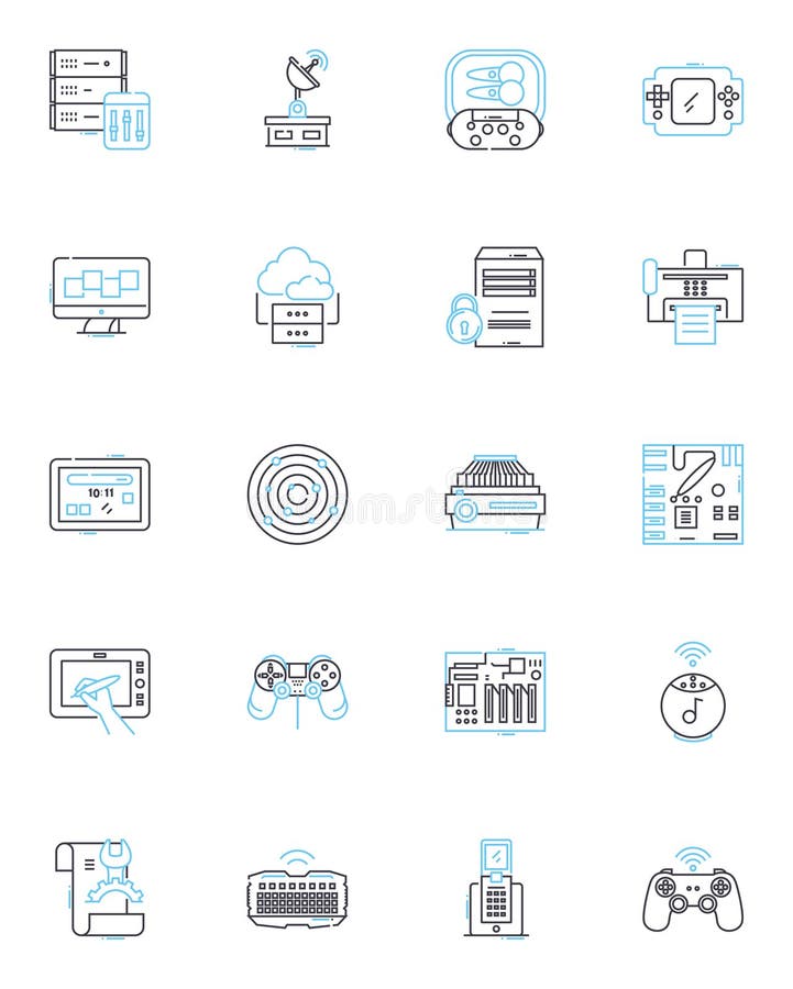 Virtual Offices Linear Icons Set. Flexibility, Efficiency, Mobility ...