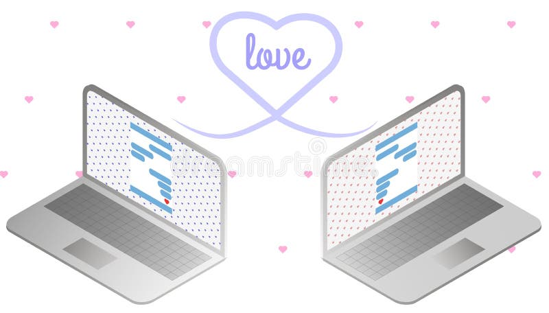 Virtual Online Love Heart Chatting in Laptop Stock Vector ...