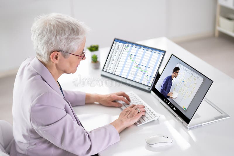 Virtual Online Training Program with Coach Stock Photo - Image of ...