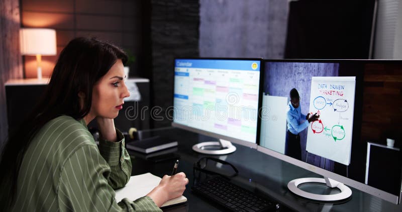 Virtual Online Training Program Stock Photo - Image of coach, night ...