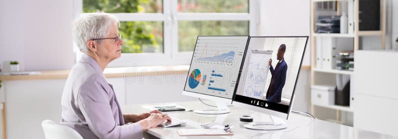 Virtual Online Training Program with Coach Stock Image - Image of self ...