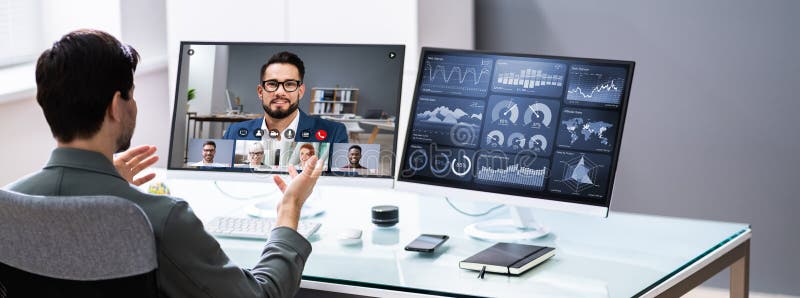 Virtual Online Webinar Meeting Presentation Stock Photo - Image of ...