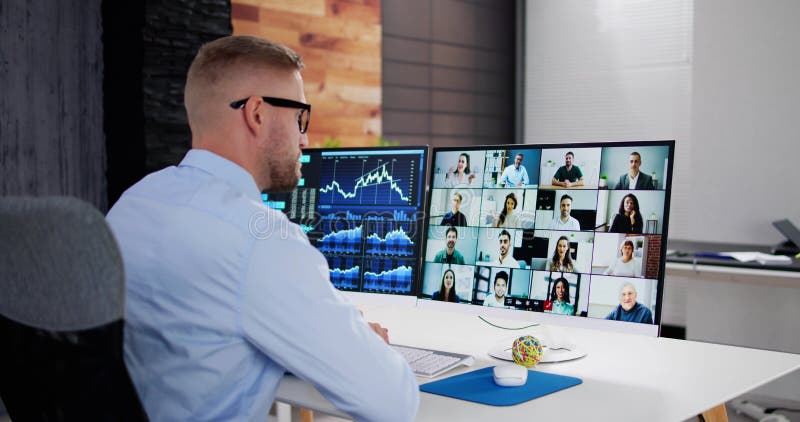 Virtual Online Webinar Meeting Presentation Stock Photo - Image of ...