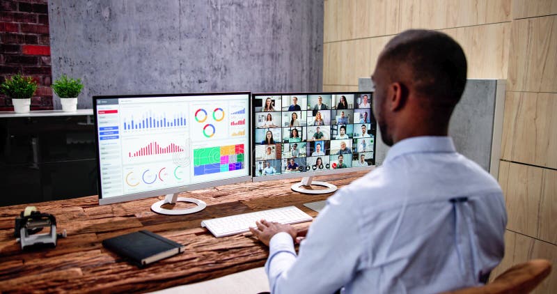 Virtual Online Webinar Meeting Presentation Stock Photo - Image of ...