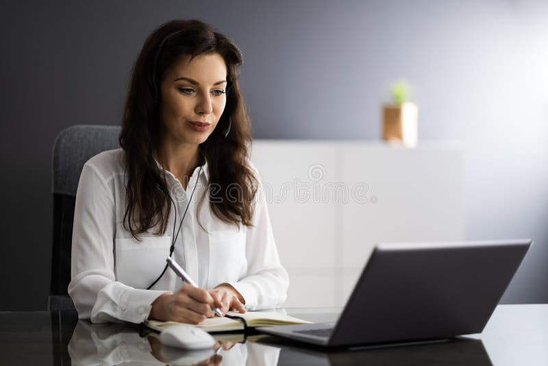 Virtual Personal Assistant Woman Making Video Call Stock Image - Image ...