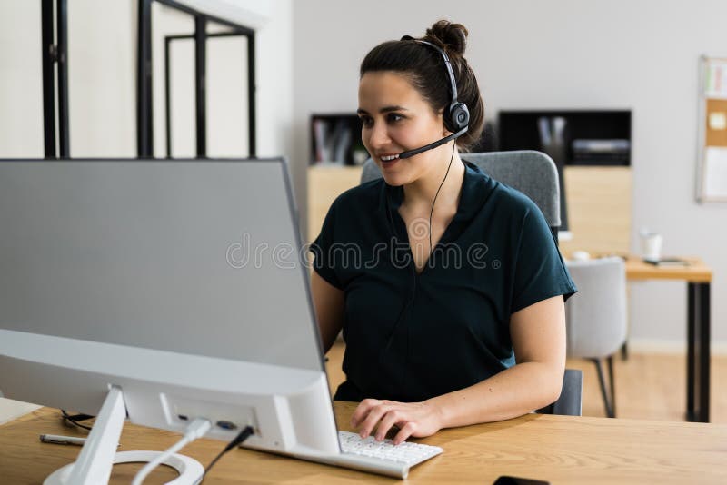 Virtual Personal Assistant Woman Making Video Call Stock Image - Image ...