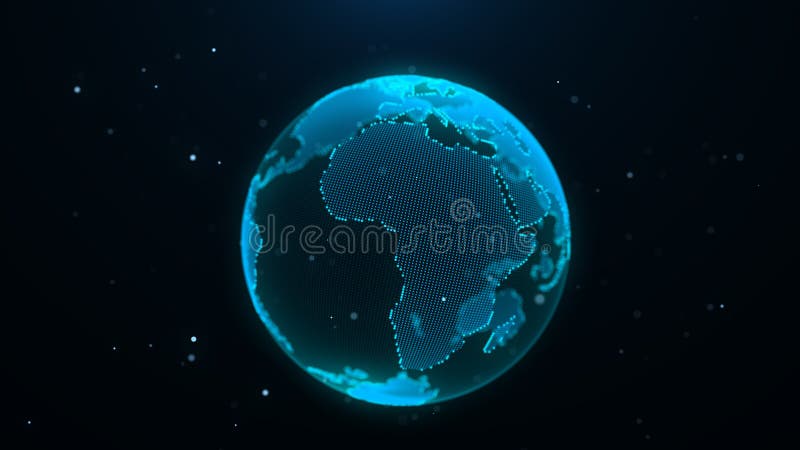 Virtual Planet Earth with Particles and Lines. Network Connection Big ...