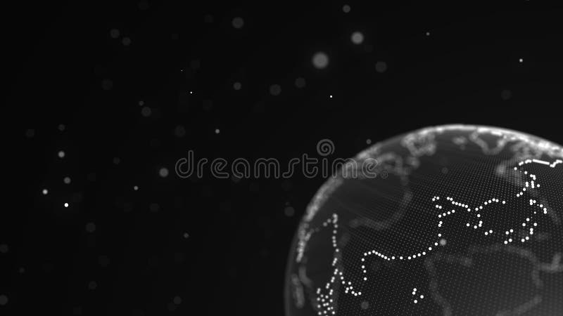 Virtual Planet Earth with Particles and Lines. Network Connection Big ...