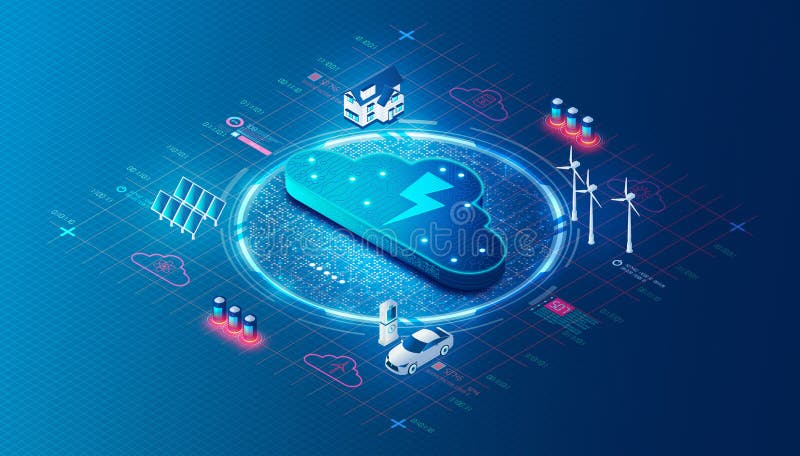 Virtual Power Plant Concept - VPP - 3D Illustration Stock Photo - Image of clean, load: 254144670