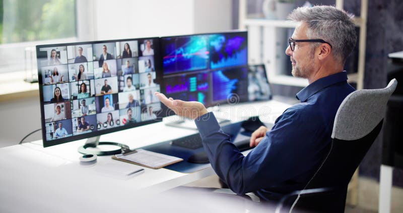 Virtual Presentation or Webinar Stock Image - Image of business, screen ...