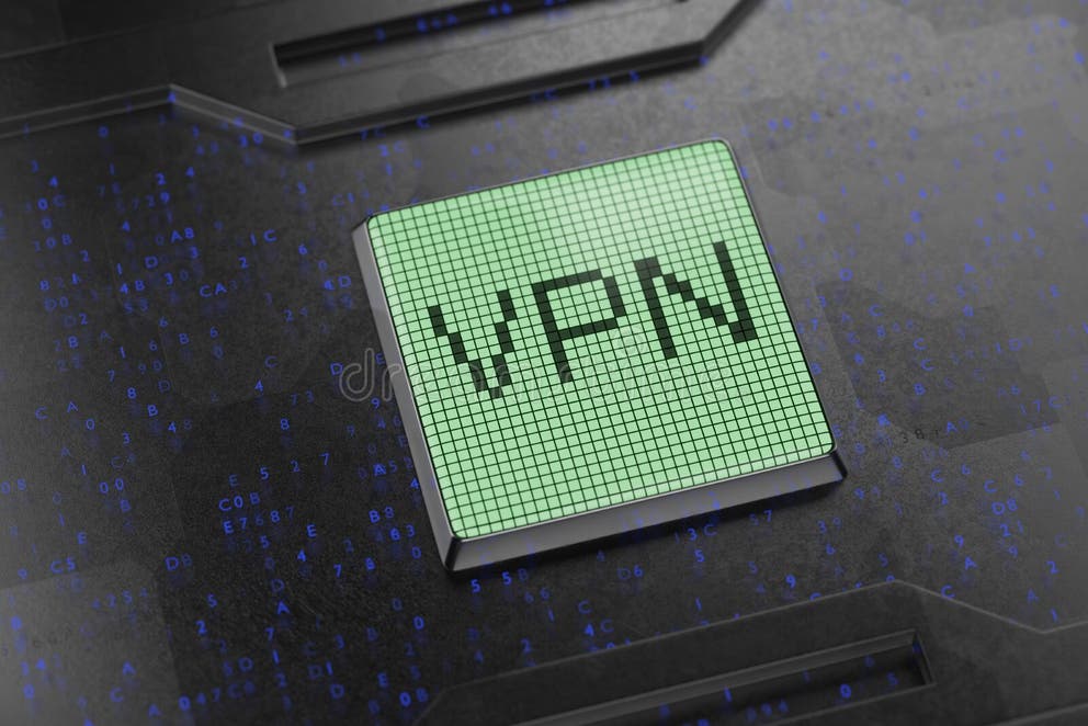 Virtual Private Network. on a Monochrome Screen, the Inscription VPN ...