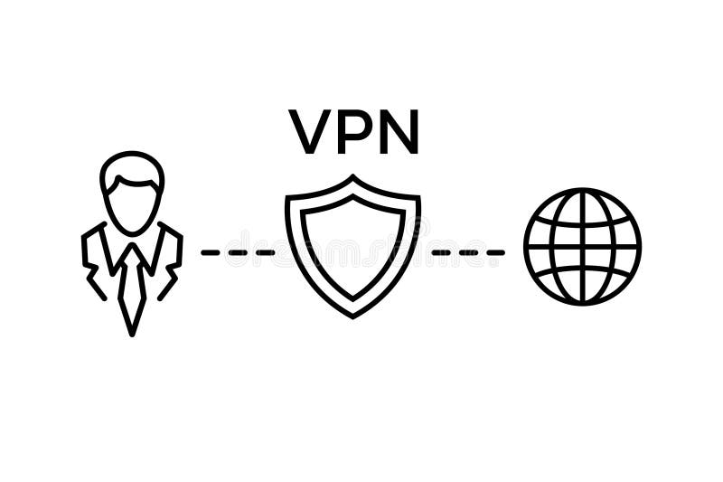 Virtual Private Network. VPN Black Line Icon. Human Using VPN Stock ...