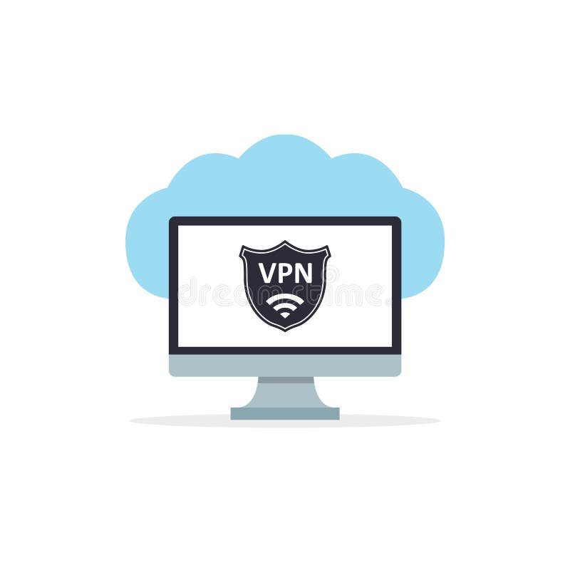 Virtual Private Network. VPN Icon on Computer Screen. WiFi Wireless ...