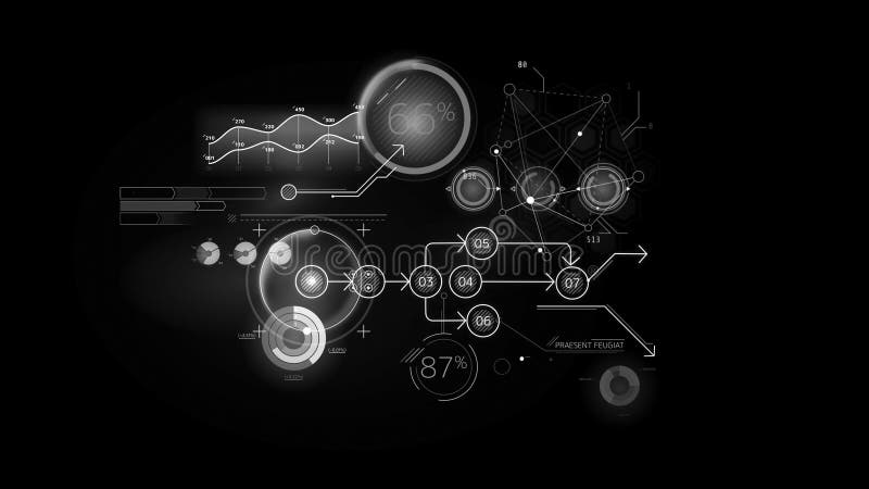 Virtual Projection of Abstract Infographic Data, Animation with Alpha ...