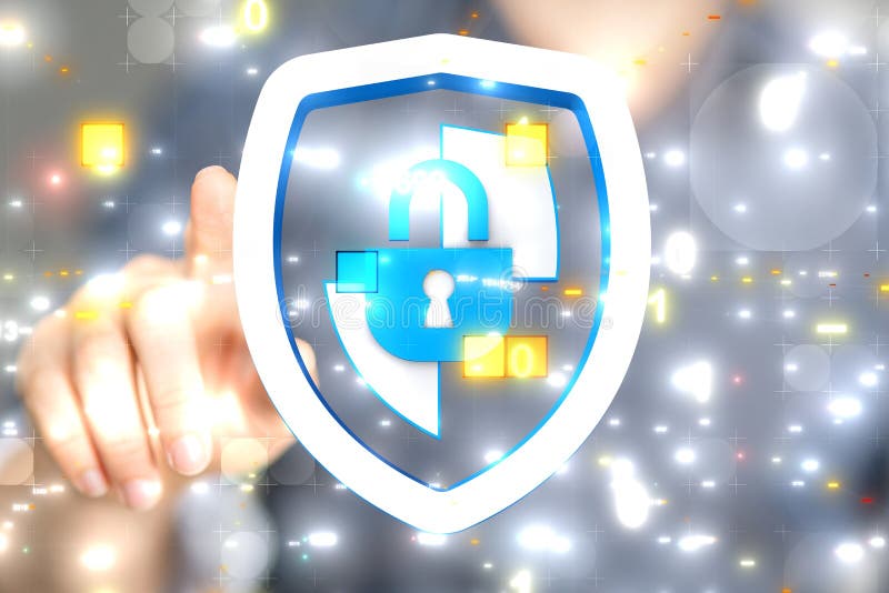 Virtual Projection of a Cyber Shield Protection Stock Photo - Image of ...