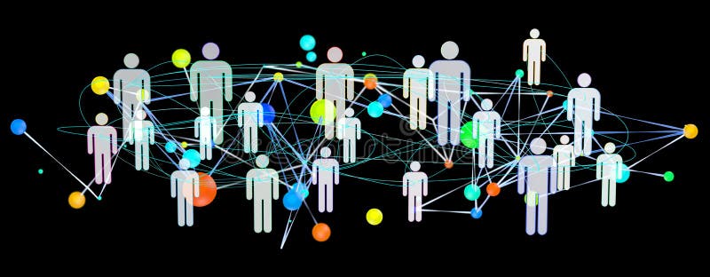 Virtual Projection of a Digital Group of People on a Black Background ...