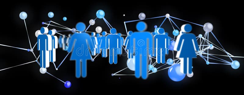 Virtual Projection of a Digital Group of People on a Black Background ...