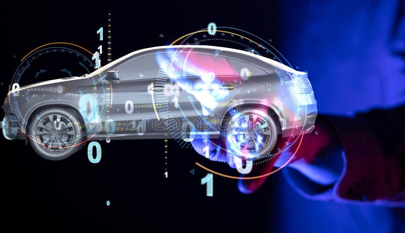 Virtual Projection of a Smart Car - Smart Car Technology Concept Stock ...