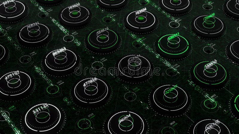 Virtual Random Number Generator. Animation. Virtual Field with Neon ...