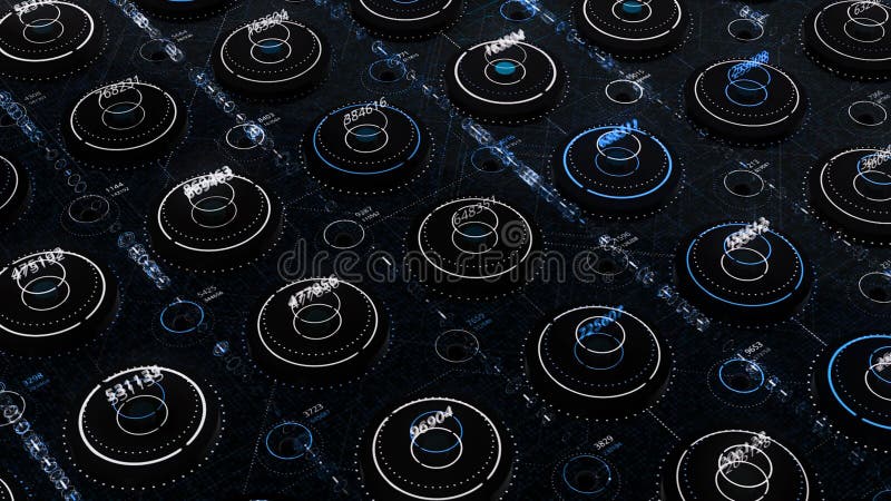 Virtual Random Number Generator. Animation. Virtual Field with Neon ...