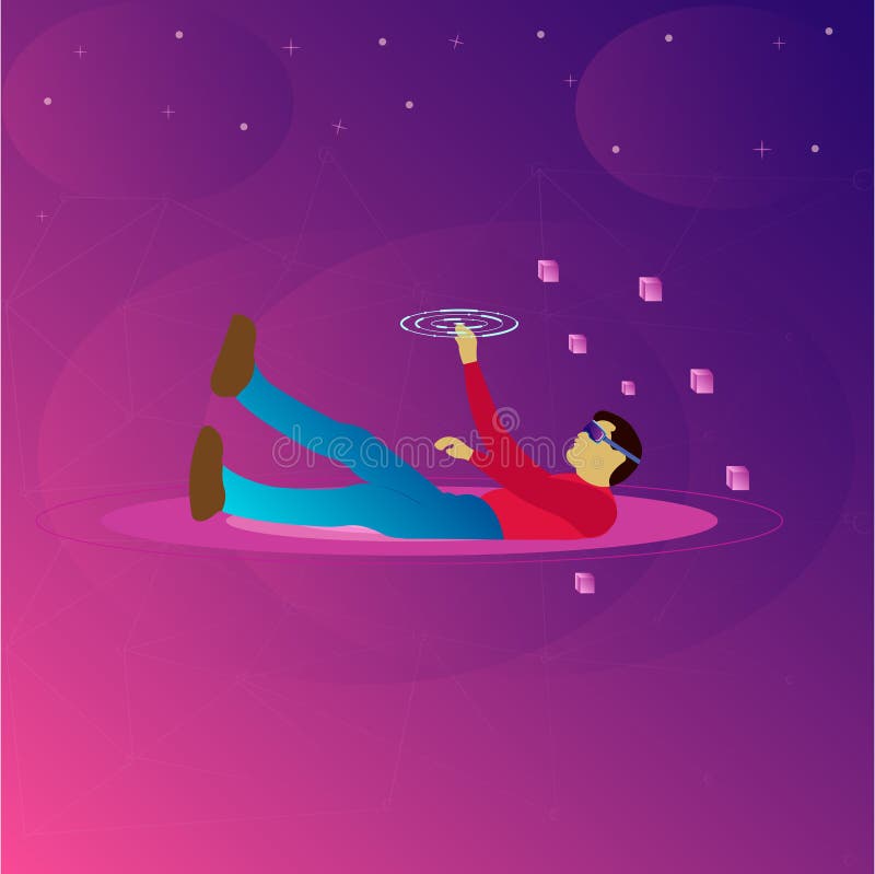 Immersed in Virtual Reality World Vector Illustration Graphic Stock ...