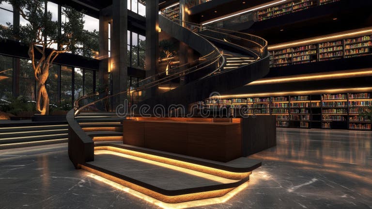 Virtual Reality Access in a High-tech Library Modern Architecture ...