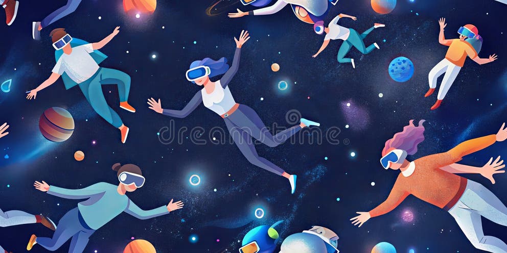 Virtual Reality Adventure: People Exploring Outer Space with Vr ...